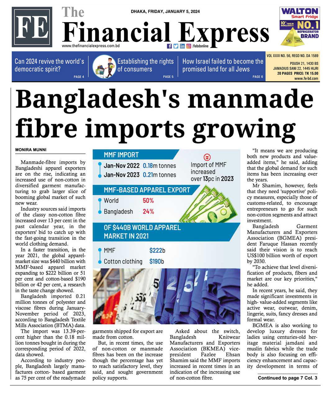 Bangladesh’s manmade fibre imports growing- The Financial Express ...